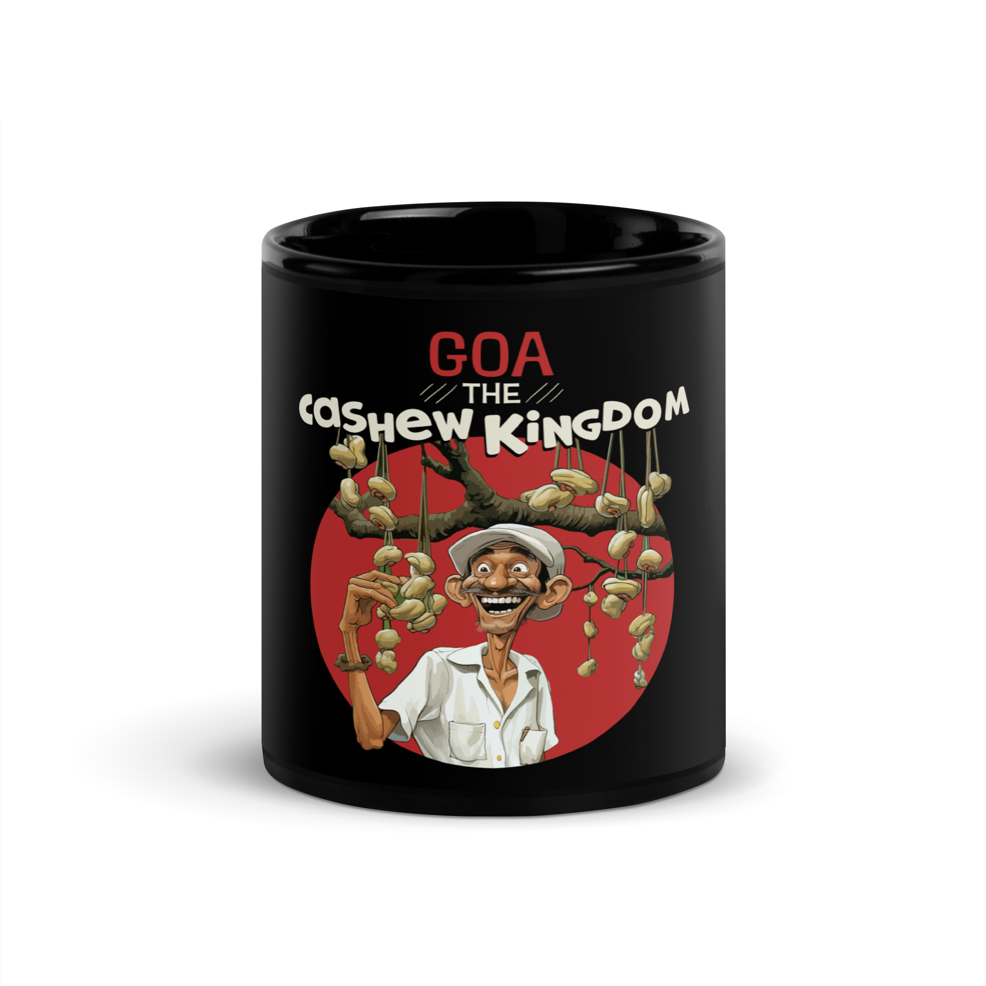 Goa The Cashew Kingdom-Black Glossy Mug – Goan Toons